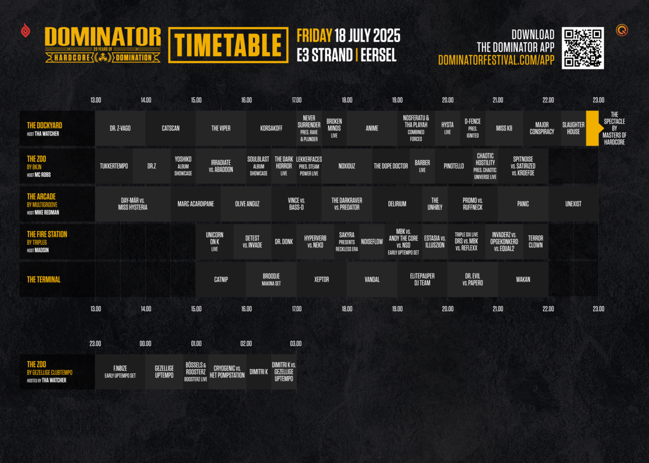Dit is de timetable voor Dominator 2025! - Art of Dance