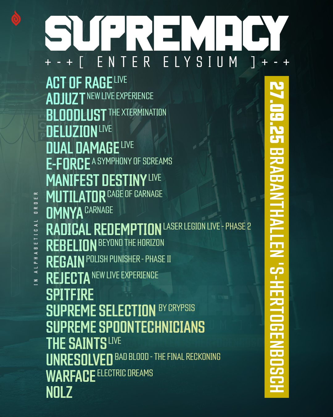 This is the full line-up for Supremacy 2025 – Enter Elysium - Art of Dance